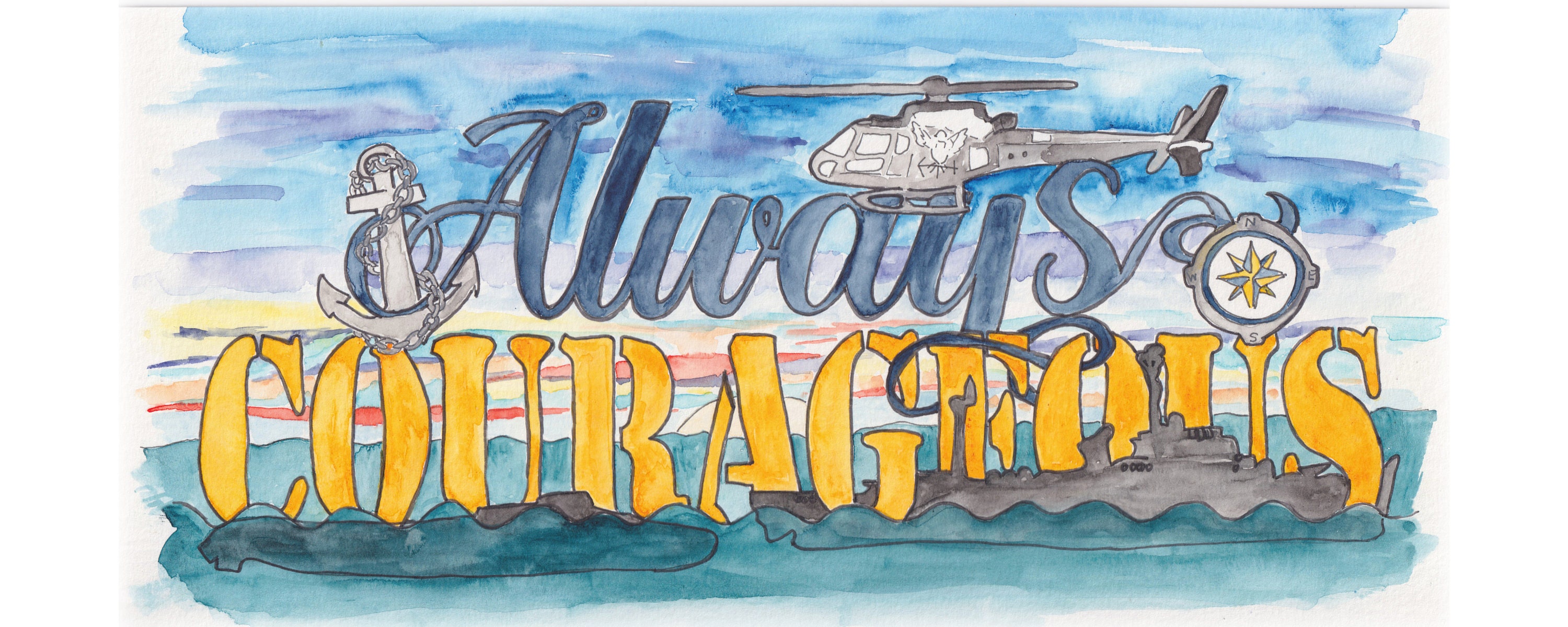 Always Courageous Navy Motto Art Downloadable Navy Gift US Navy Art ...