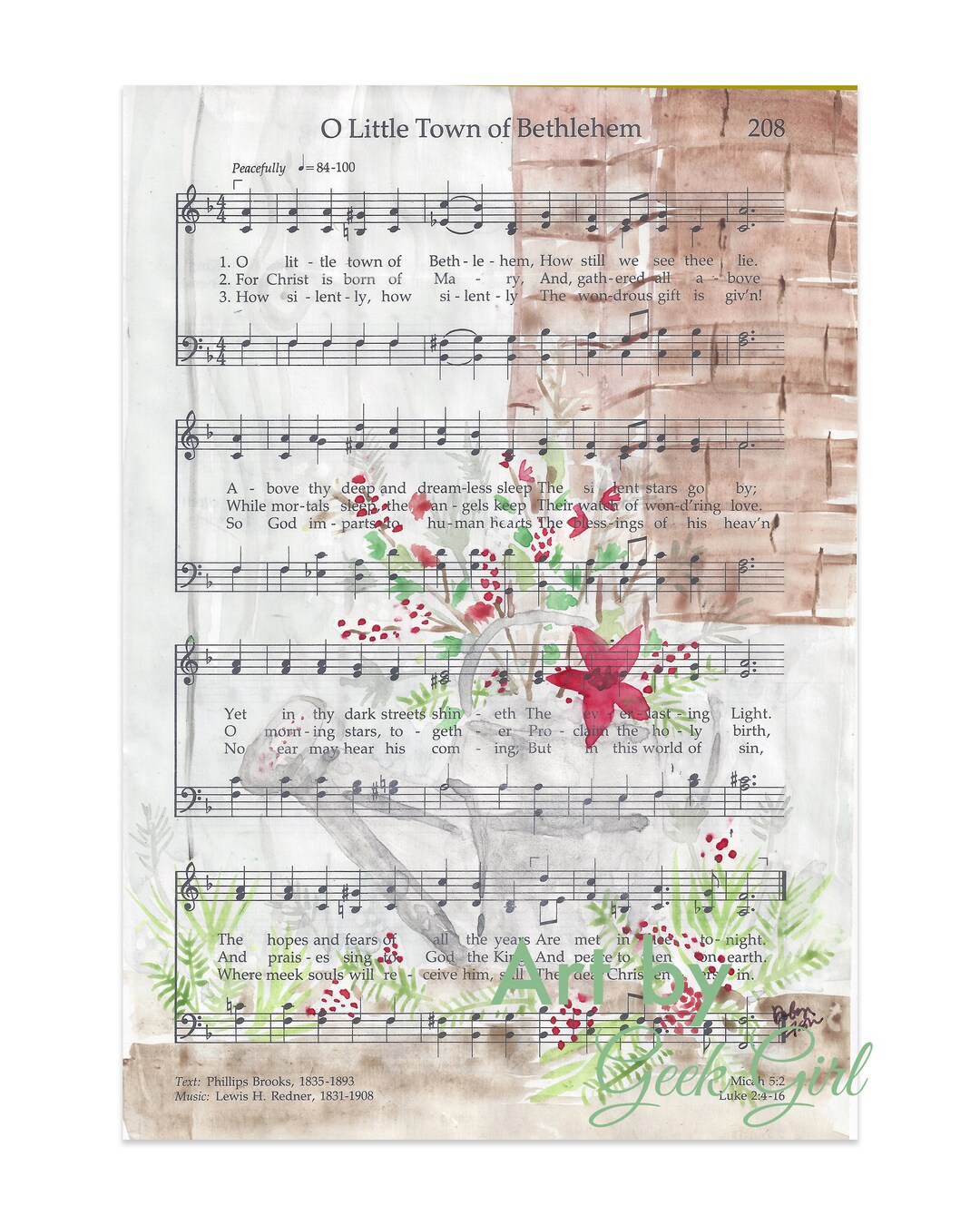 Printable Christmas Carol Wall Decor | LDS Christmas Songs | Floral ...