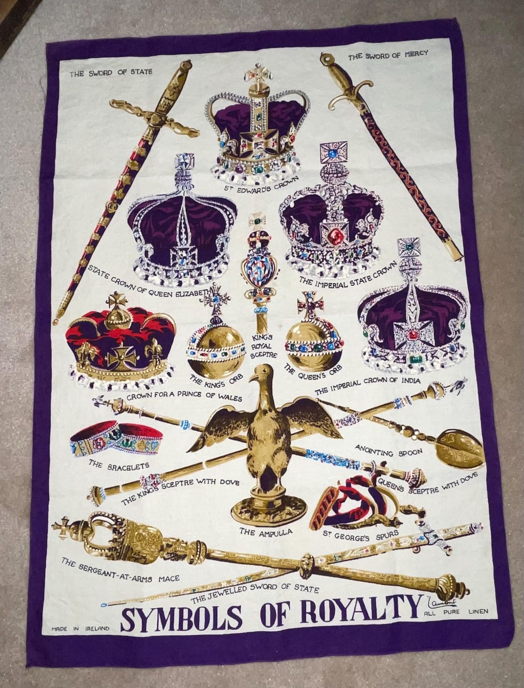 Symbols of Roylty Irish Linen Tea Towel - Etsy