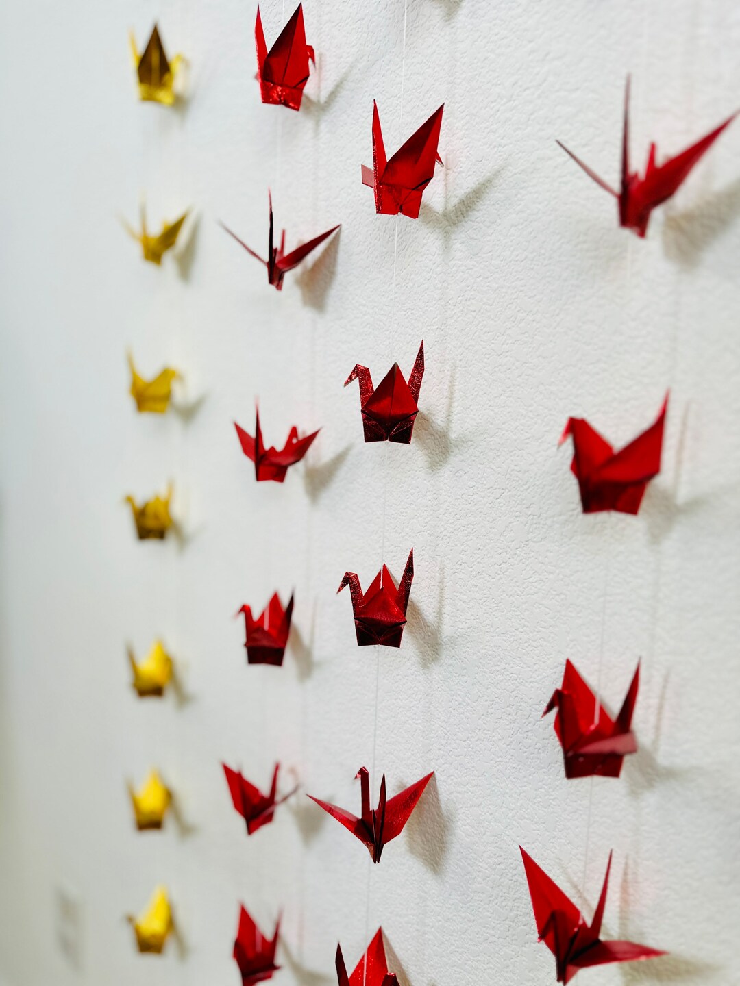 String of Origami Cranes Shiny Foil Paper Christmas Tree Holiday ...