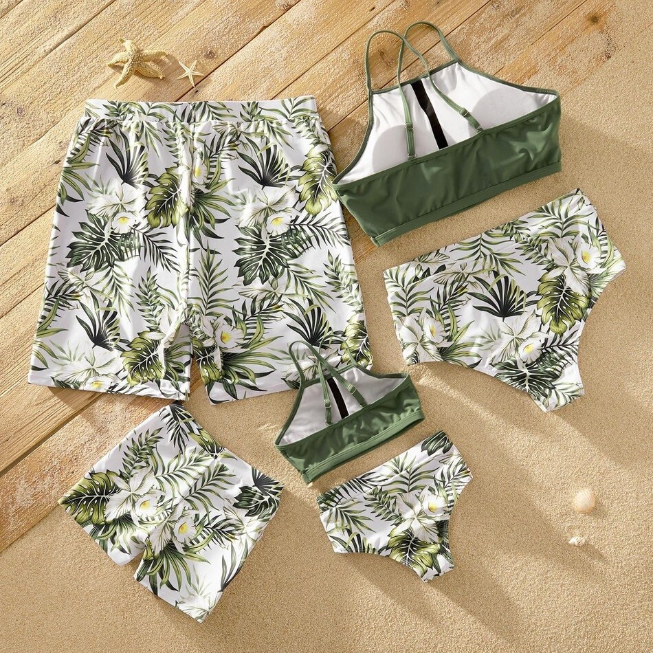 Family Swimsuit Set Family Swimwear Summer Tankini Palm Leaf - Etsy