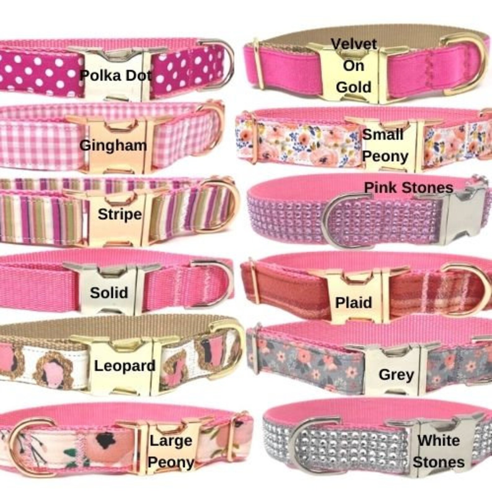 Pink Girl Dog Collar Floral Cute Personalized Engraved - Etsy