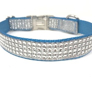 Blue Rhinestone Glitter Fancy Dog Collar, Light Blue Blingy Sparkly Dog ...