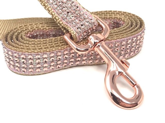 Fancy Rose Gold Rhinestone Blingy Sparkly Dog Leash Designer - Etsy