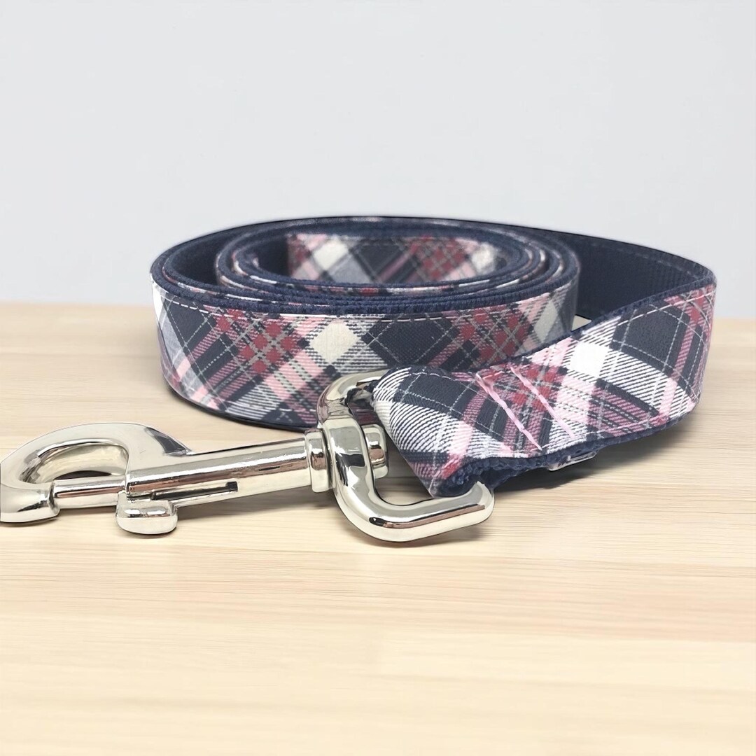 Pink and Blue Plaid Dog Leash, 5 Foot Dog Leash, 1" Wide Dog Leash - Etsy
