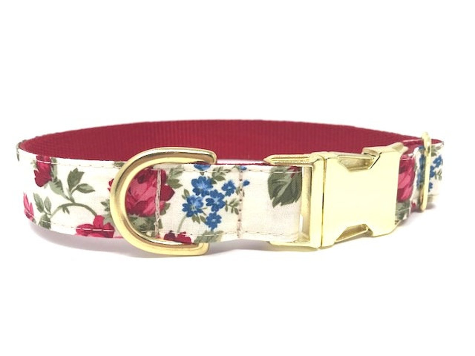 Pretty, Floral, Dog Collar, Gold Hardware and Buckle, Girls, Female ...