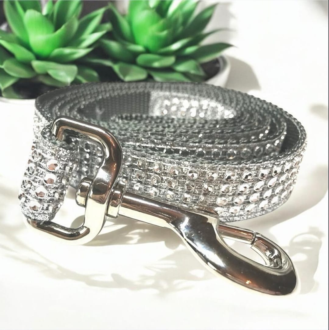 Silver, Grey Rhinestone Fancy, Glitter, Blingy Dog Leash, Platinum Dog ...