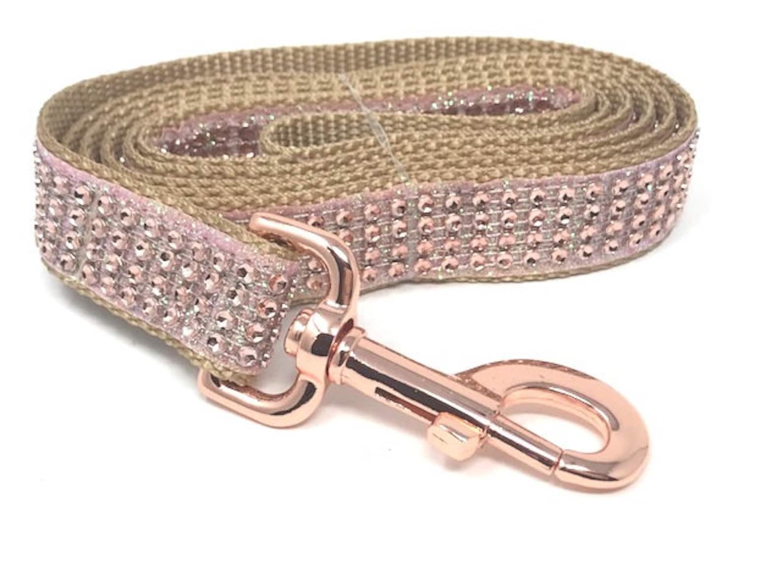 Fancy Rose Gold Rhinestone Blingy Sparkly Dog Leash Designer | Etsy