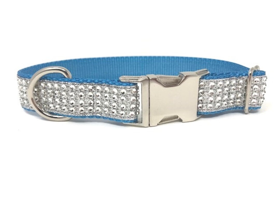 Blue Rhinestone Glitter Fancy Dog Collar, Light Blue Blingy Sparkly Dog ...