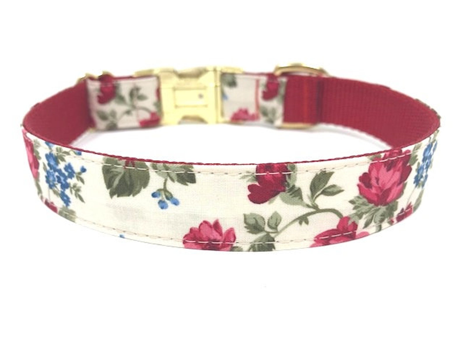 Pretty, Floral, Dog Collar, Gold Hardware and Buckle, Girls, Female ...