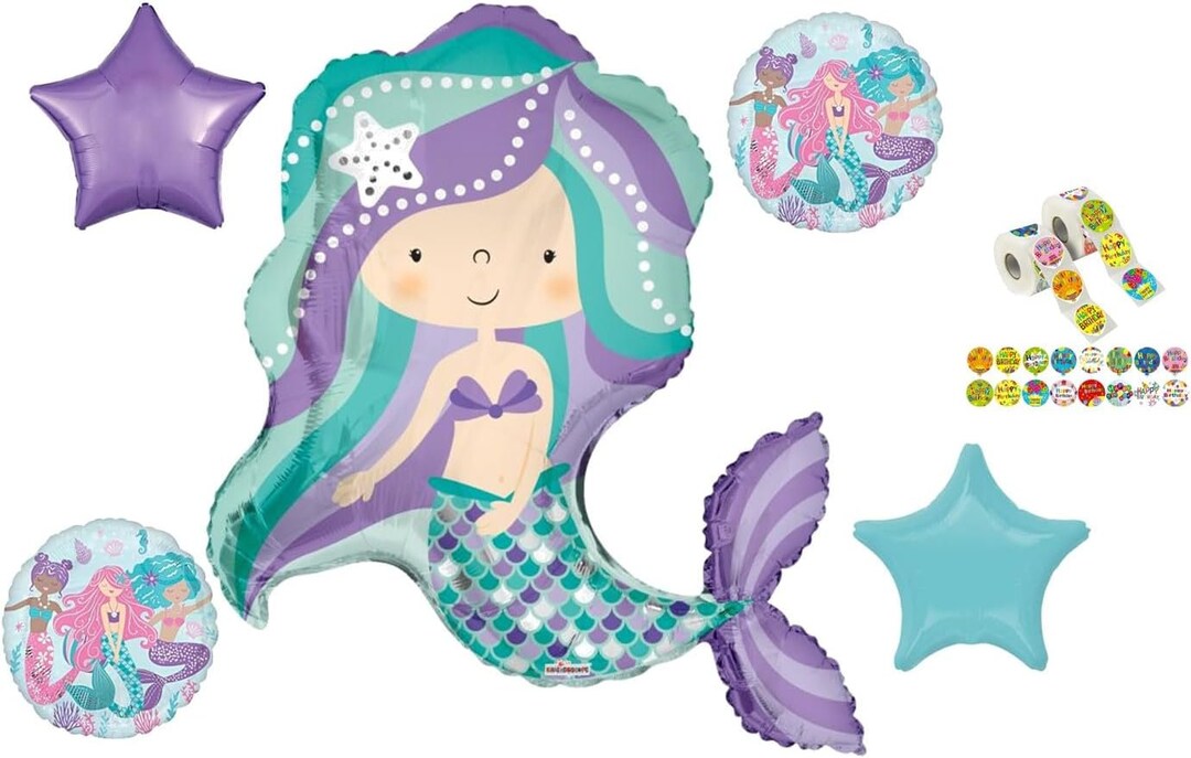 Mermaid Balloon Bouquet W/ Free Shipping Birthday Party Decorations ...