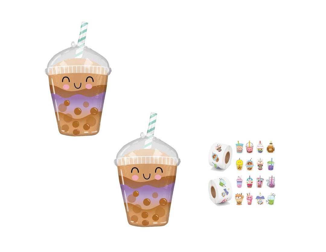 Set of 2 Boba Tea 29'' Balloons Birthday Party Decorations With 10 Boba ...