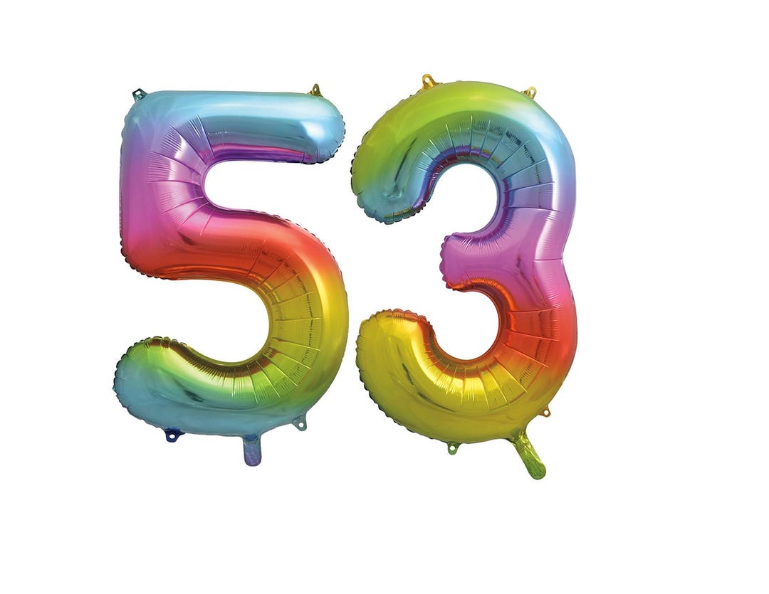 Number 53 Rainbow 34'' Balloon W/ Free Shipping Birthday Party ...