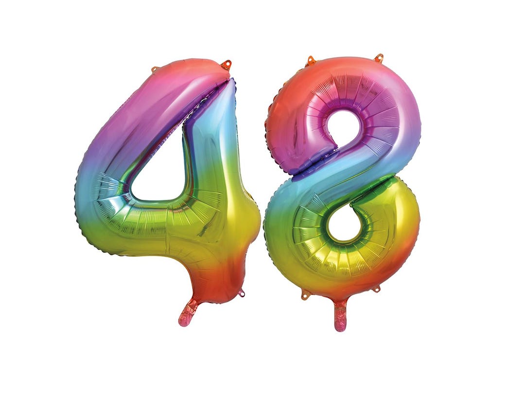 Number 48 Rainbow 34'' Balloon W/ Free Shipping Birthday Party ...