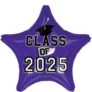 Set of 3 Purple Class of 2025 Graduation 18'' Balloons Birthday Party ...