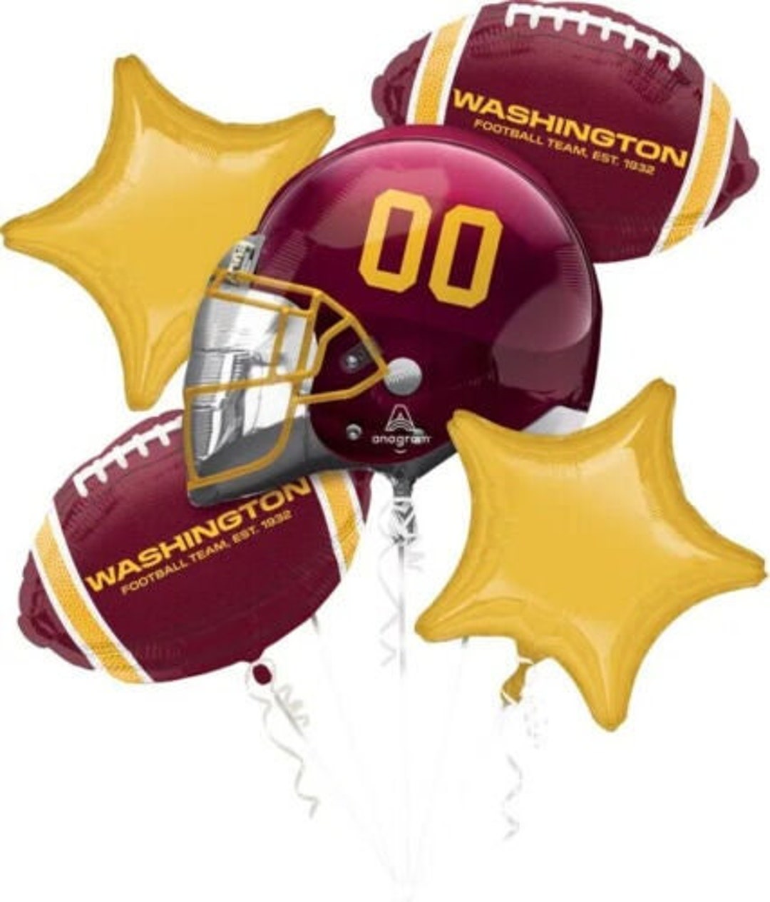 Washington Commanders Anagram Balloon Bouquet W/ Free Shipping Birthday ...