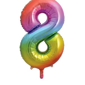 Number 8 Rainbow 34'' Balloon W/ Free Shipping Birthday Party ...