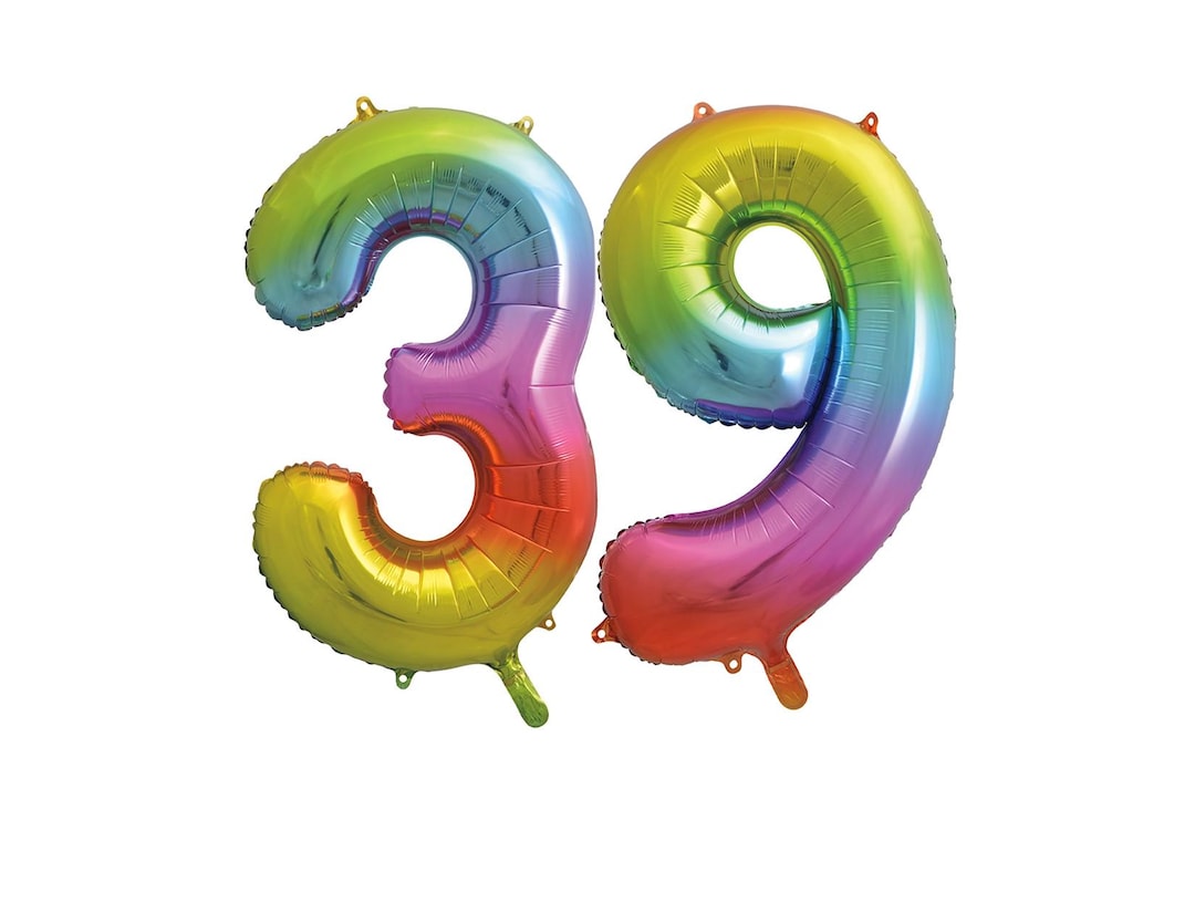 Number 39 Rainbow 34'' Balloon W/ Free Shipping Birthday Party ...