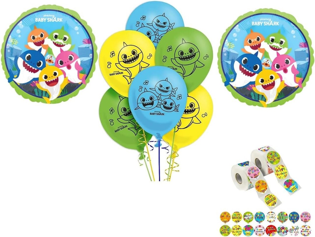 Baby Shark (2) 18'' Balloons & 6 Baby Shark Latex Balloons W/ Free ...
