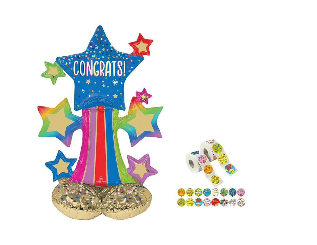 Congrats Star Bursts Airloonz 36'' Anagram Balloon With Stickers and ...