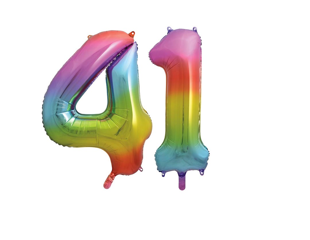 Number 41 Rainbow 34'' Balloon W/ Free Shipping Birthday Party ...