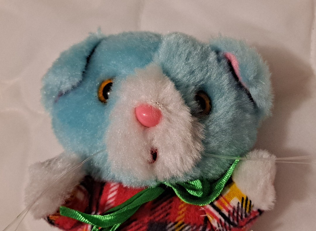 1970s 1980s Vintage Kawaii Nanco Blue Cat Prize Plush Plaid Shirt Very ...