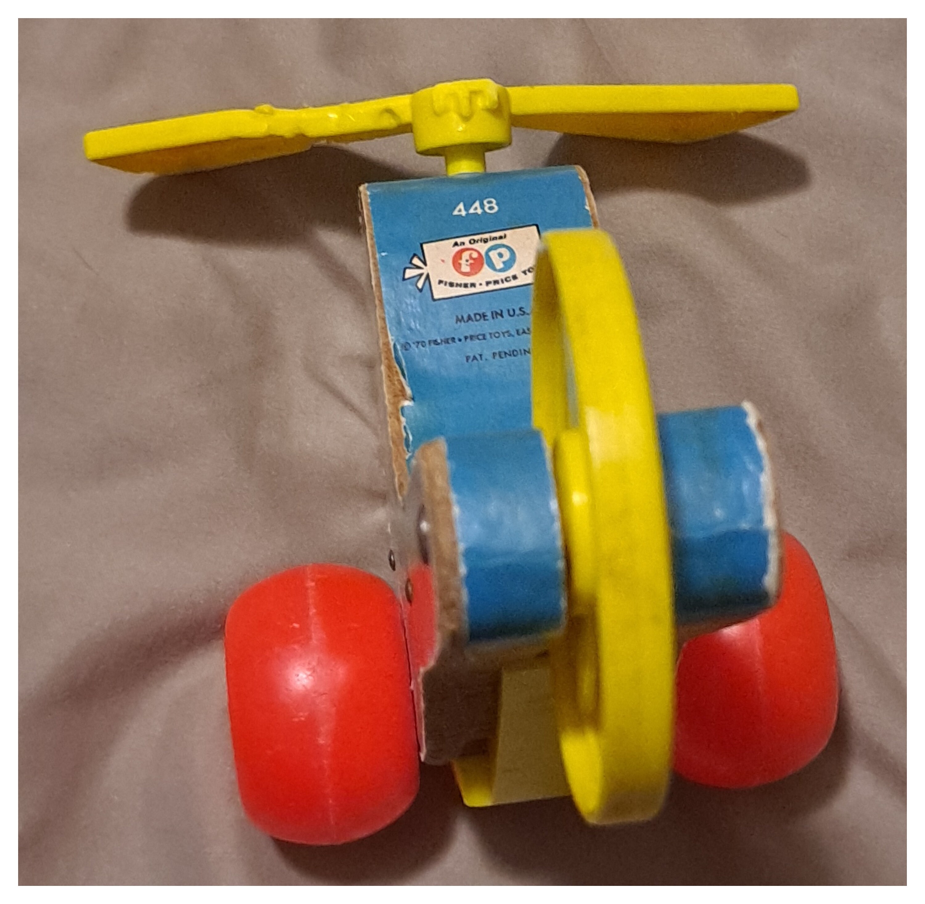 1970 Vintage Kawaii Fisher Price Helicopter Mini Copter Pull Toy #448 ...