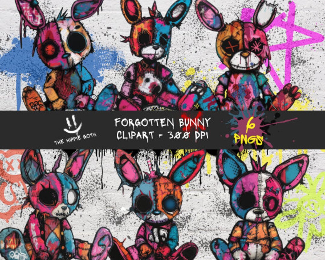 Punk Bunny Clipart Digital Download, Punk Grunge Art, Stuffed Animal ...