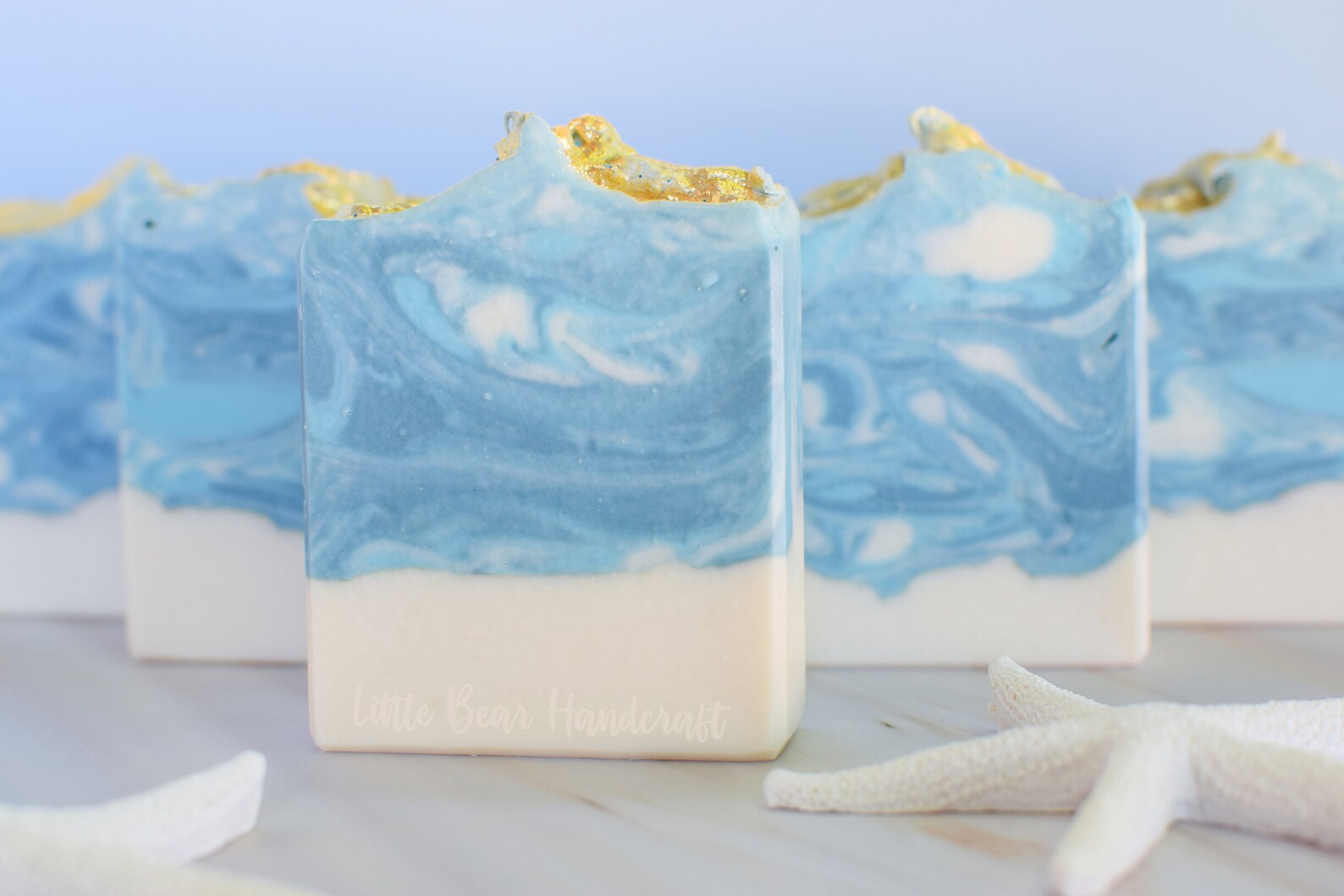 Ocean Mist Marble Swirled Soap Blue, Gold, and White Soap Smells Like ...