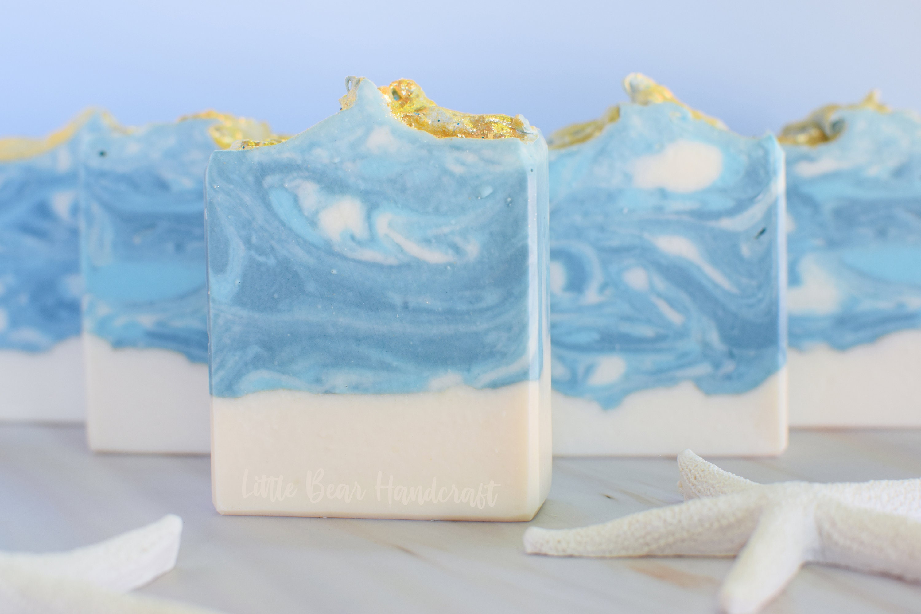 Ocean Mist Marble Swirled Soap Blue, Gold, and White Soap Smells Like ...