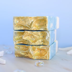 Ocean Mist Marble Swirled Soap | Blue, Gold, and White Soap | Smells ...