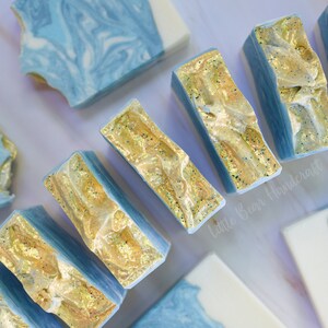 Ocean Mist Marble Swirled Soap | Blue, Gold, and White Soap | Smells ...