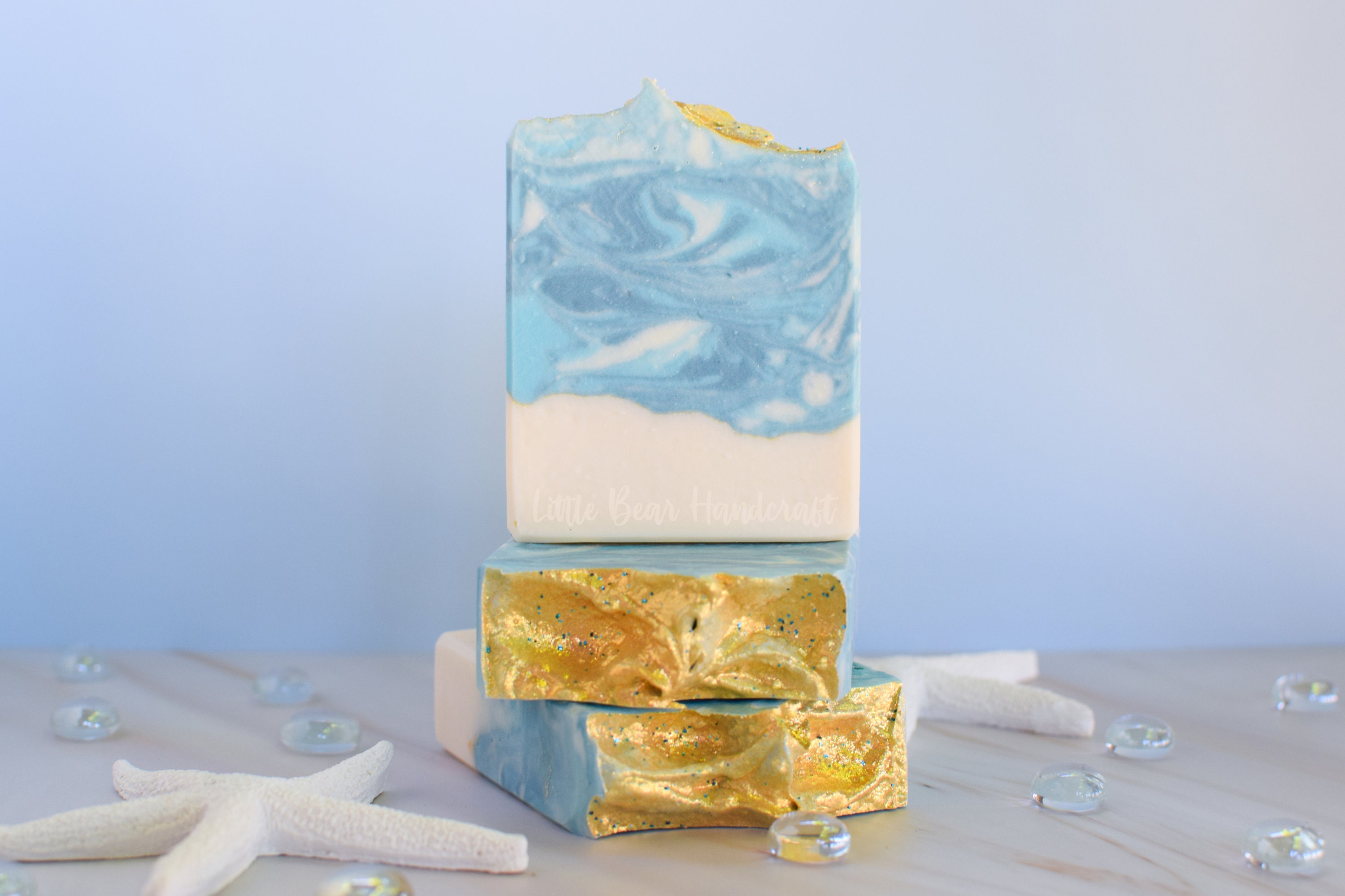 Ocean Mist Marble Swirled Soap Blue, Gold, and White Soap Smells Like ...