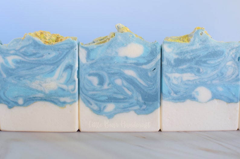 Ocean Mist Marble Swirled Soap Blue, Gold, and White Soap Smells Like ...