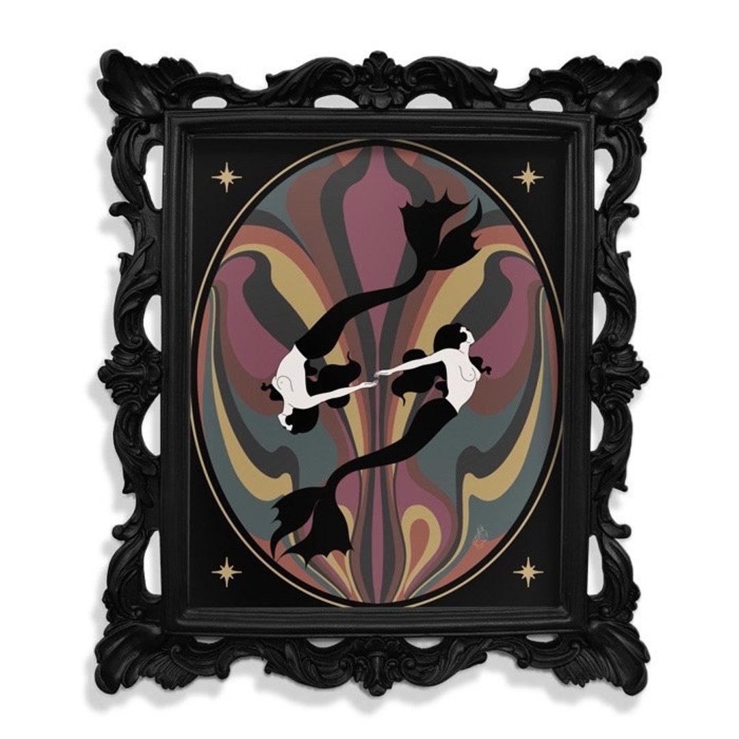 Gothic Psychedelic Dark Nouveau Series // pisces 1970s Style Mermaids ...