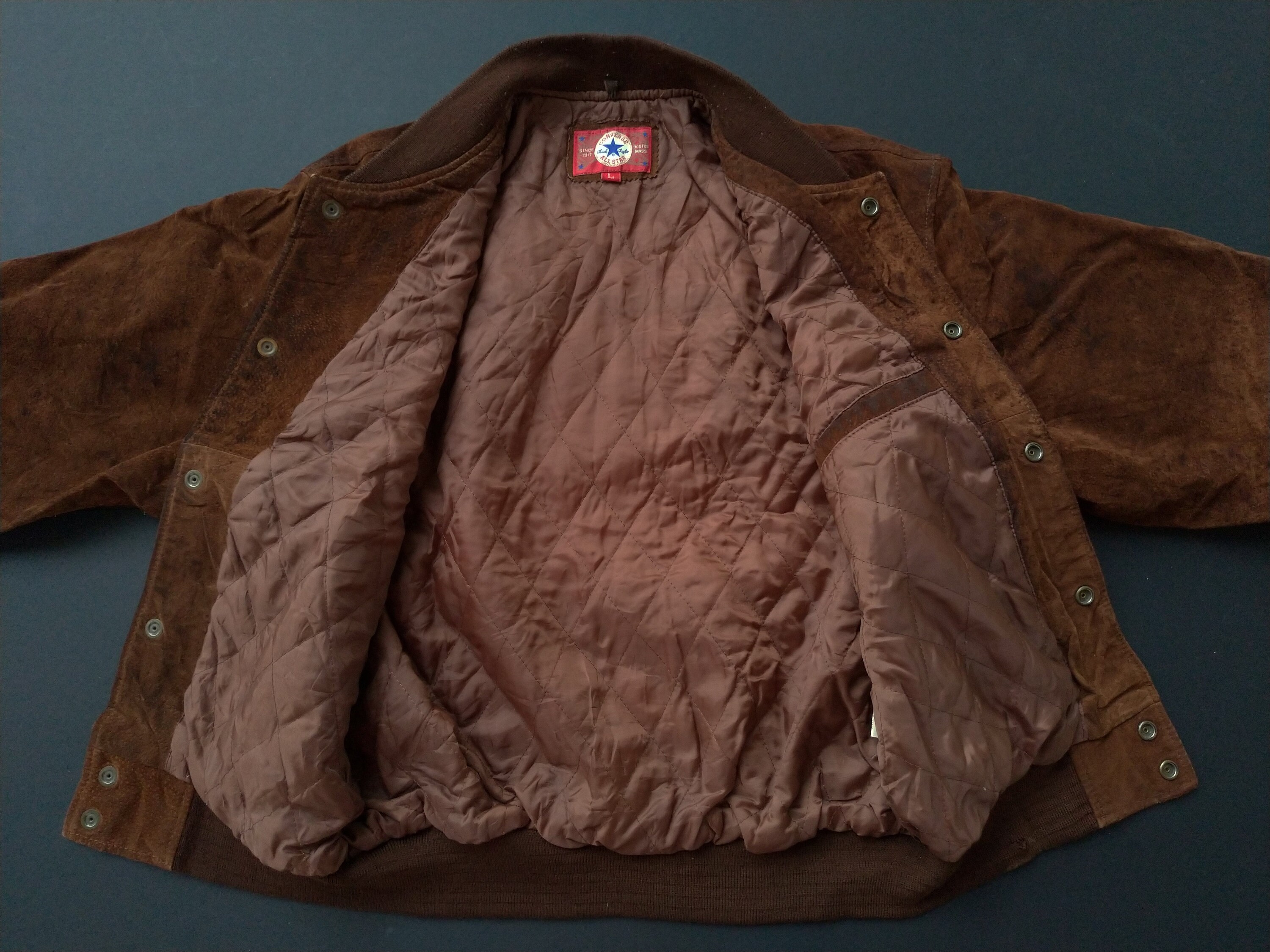 Converse Chuck Taylor All Star Brown Suede Jacket Bomber Big Large Logo ...