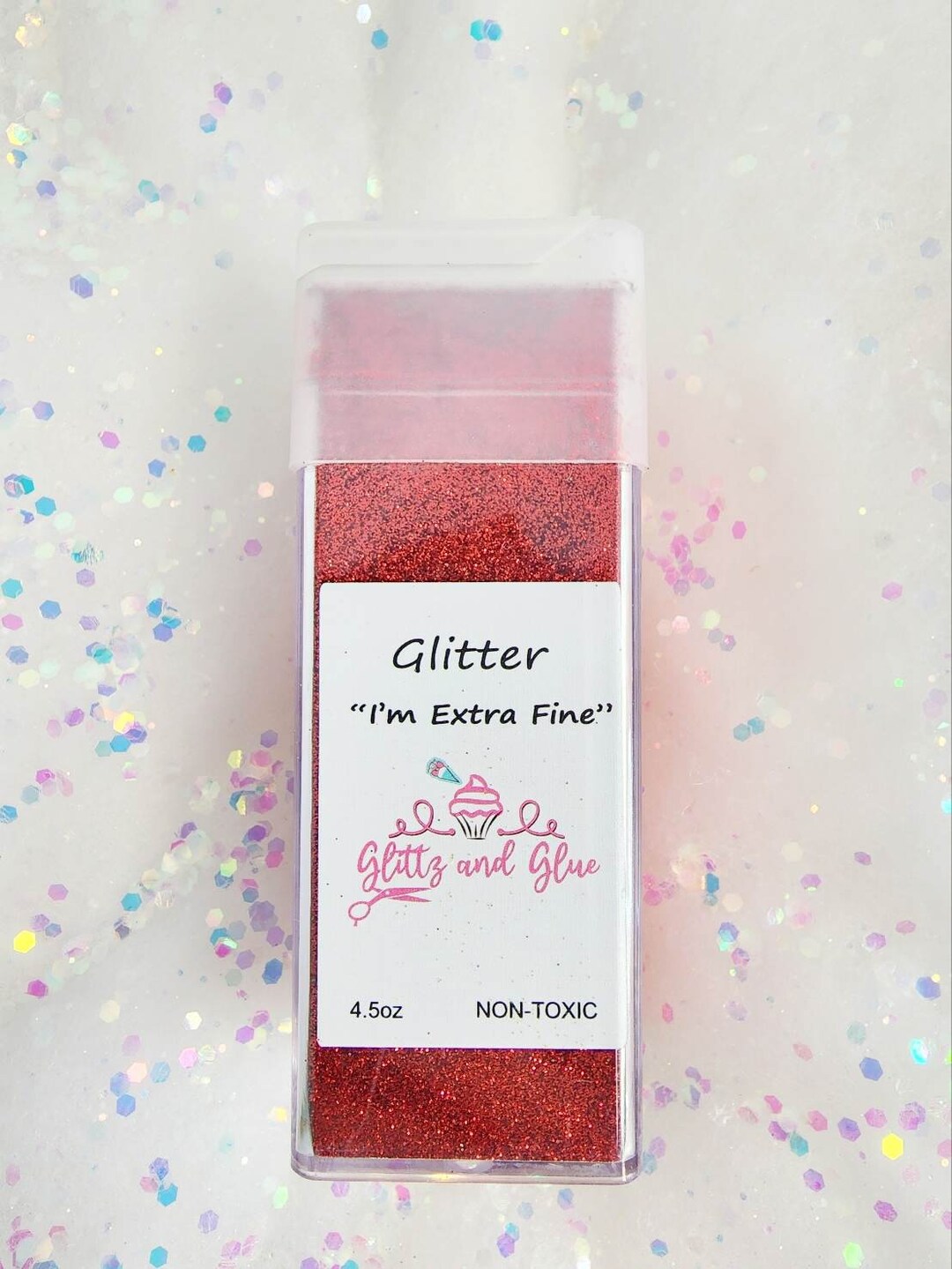 Red I'm Extra Fine, Glitter, Extra Fine Glitter, 4.5oz Glitter ...