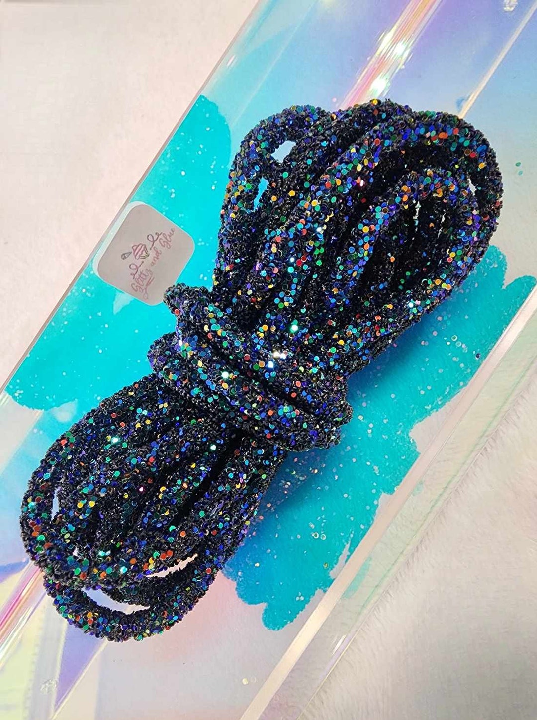 Midnight Blue Glittered Rope, Glittered Tube, Craft Supplies, Wedding ...