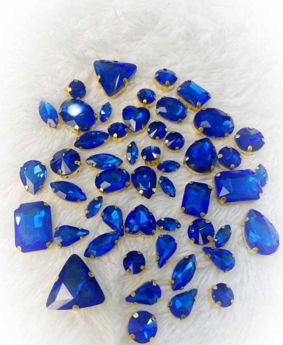 Dark Blue Jewels, Gold Claw Jewels, Craft Jewels, Sew on Jewels, Fake ...