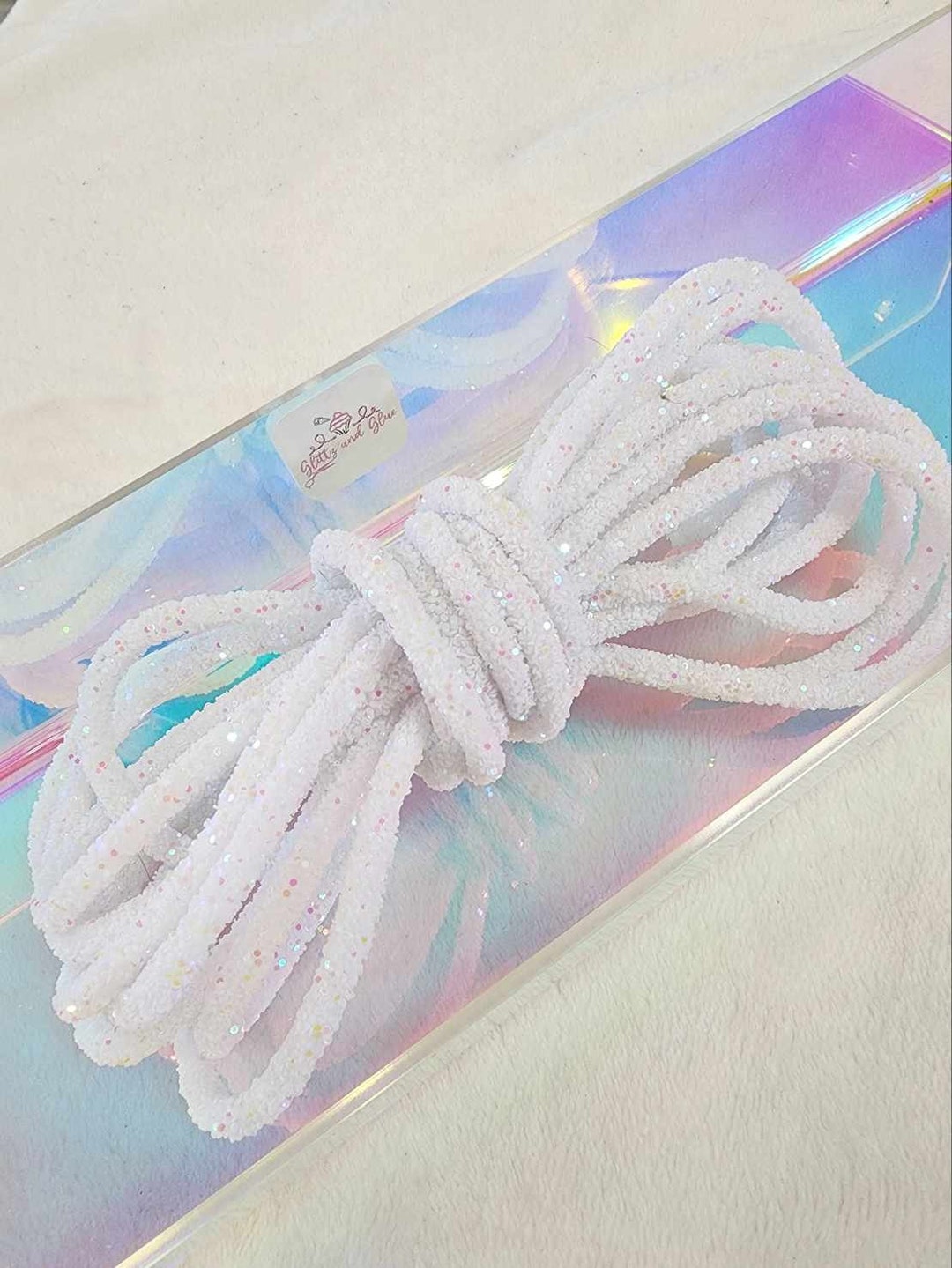 White Glittered Rope, Glittered Tube, Craft Supplies, Wedding ...
