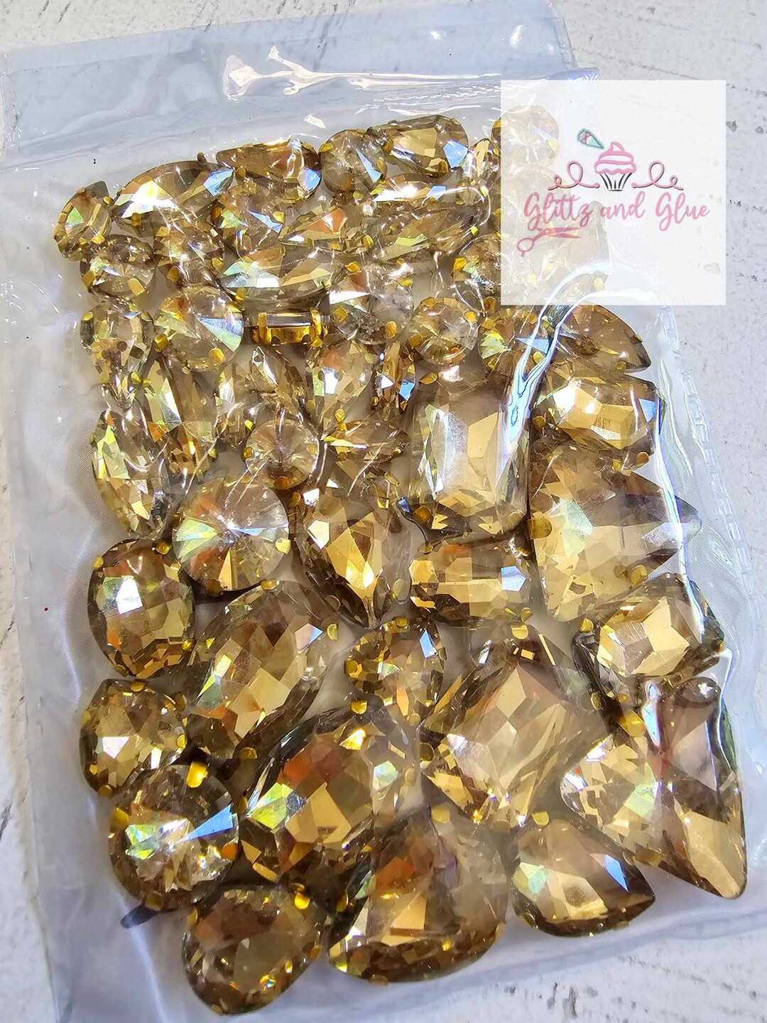 Gray Gold Jewels, 50pc Gold Claw Jewels, Craft Jewels, Sew on Jewels ...