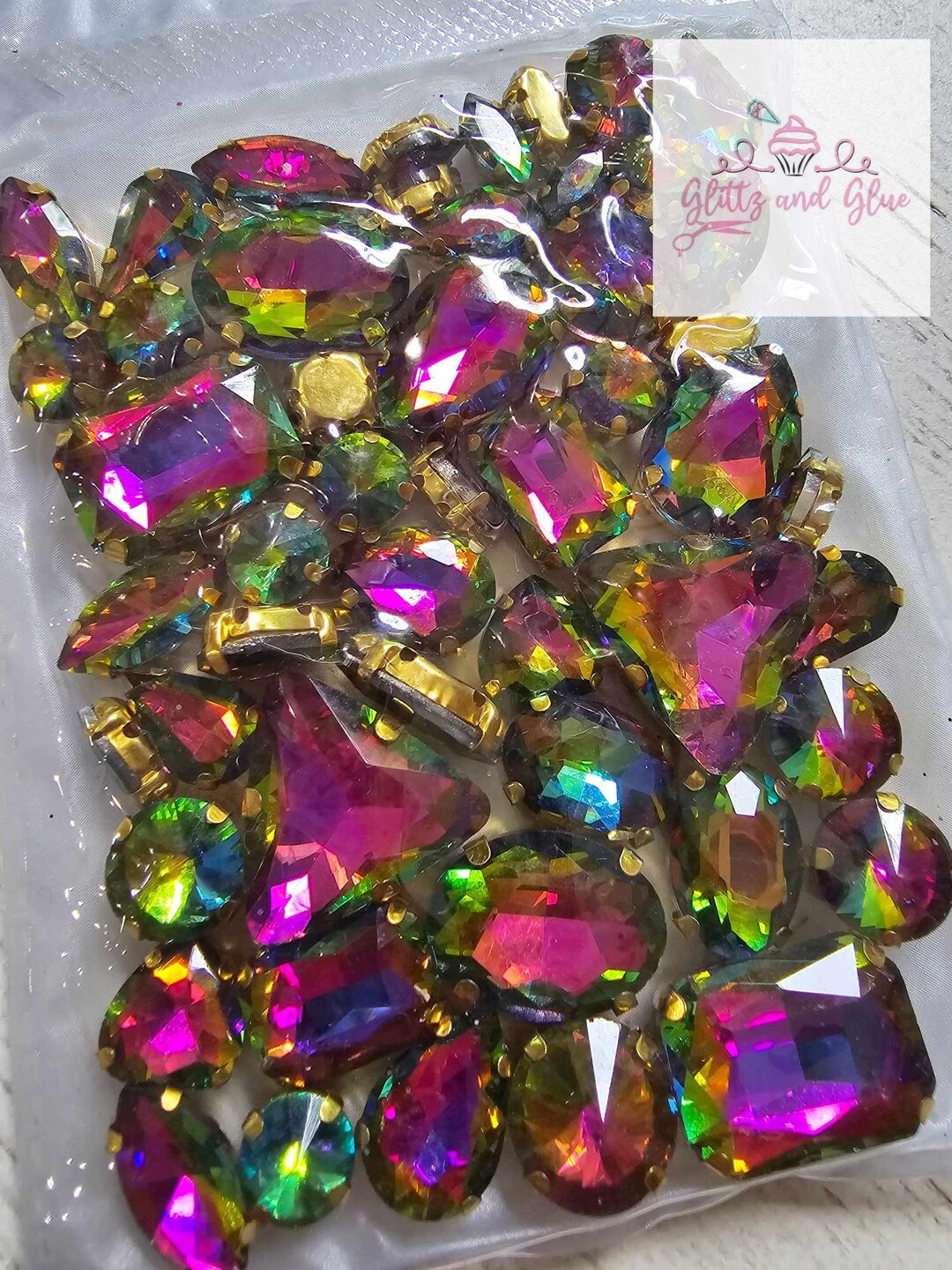 Peacock Jewels, 50pc Gold Claw Jewels, Craft Jewels, Sew on Jewels ...