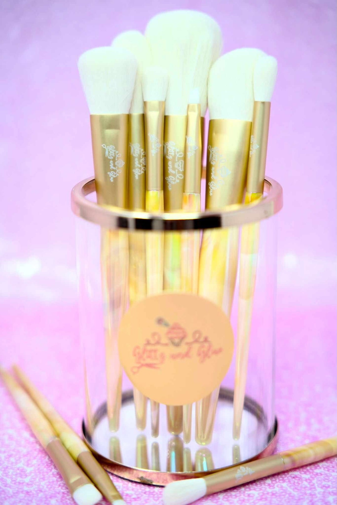 Pearl White & Gold Brushes, 10pc Set Make up Brushes, Make up Brushes ...