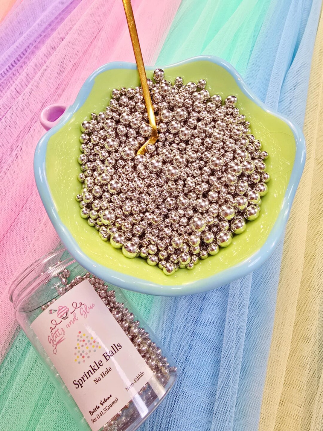 5oz Silver Sprinkle Balls No Hole, Mixed Silver Balls, No Hole Gold ...