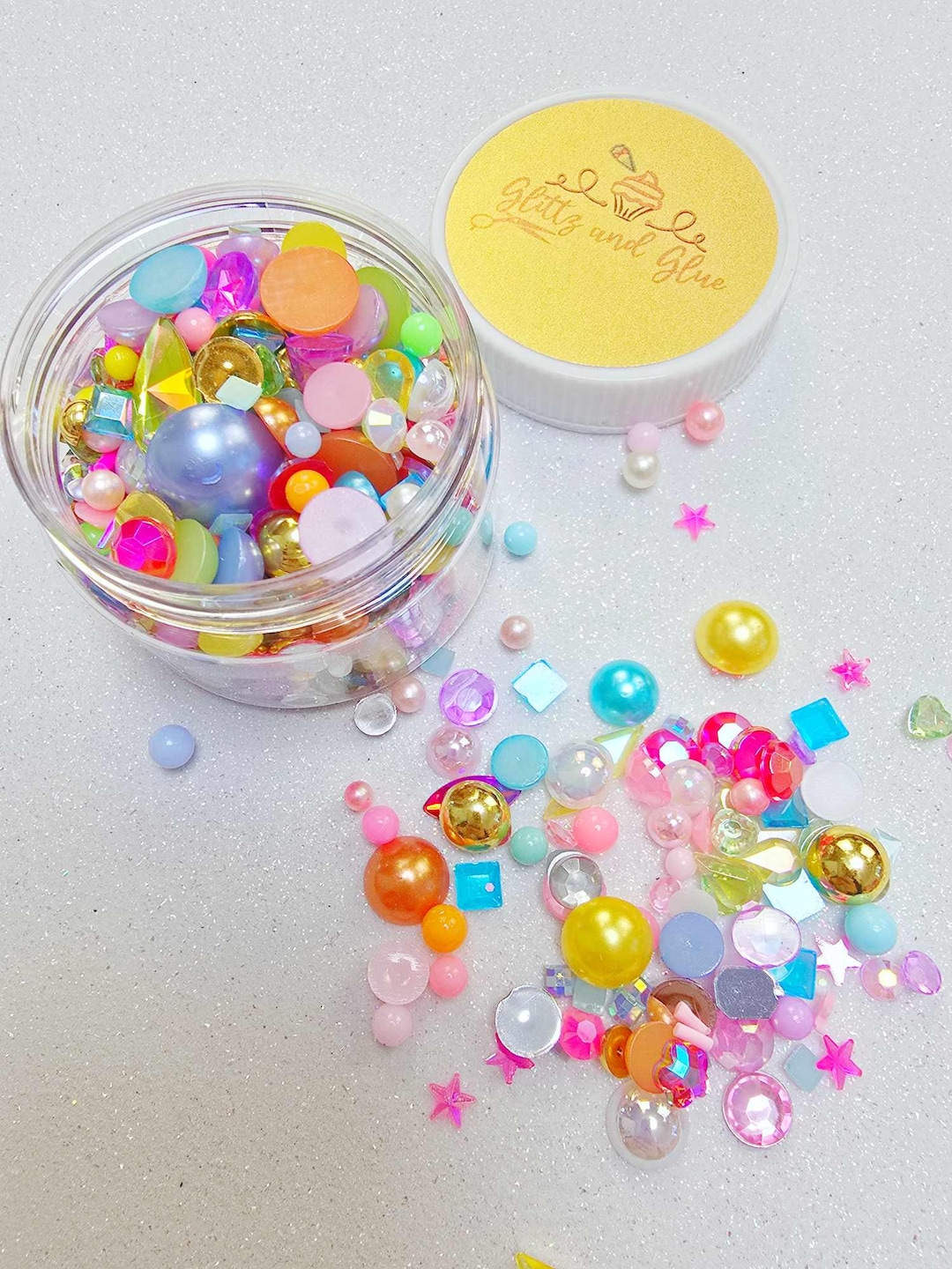 2 Oz Colorful Sparkle Mix, Fake Sprinkles, No Hole Beads, Rhinestone ...
