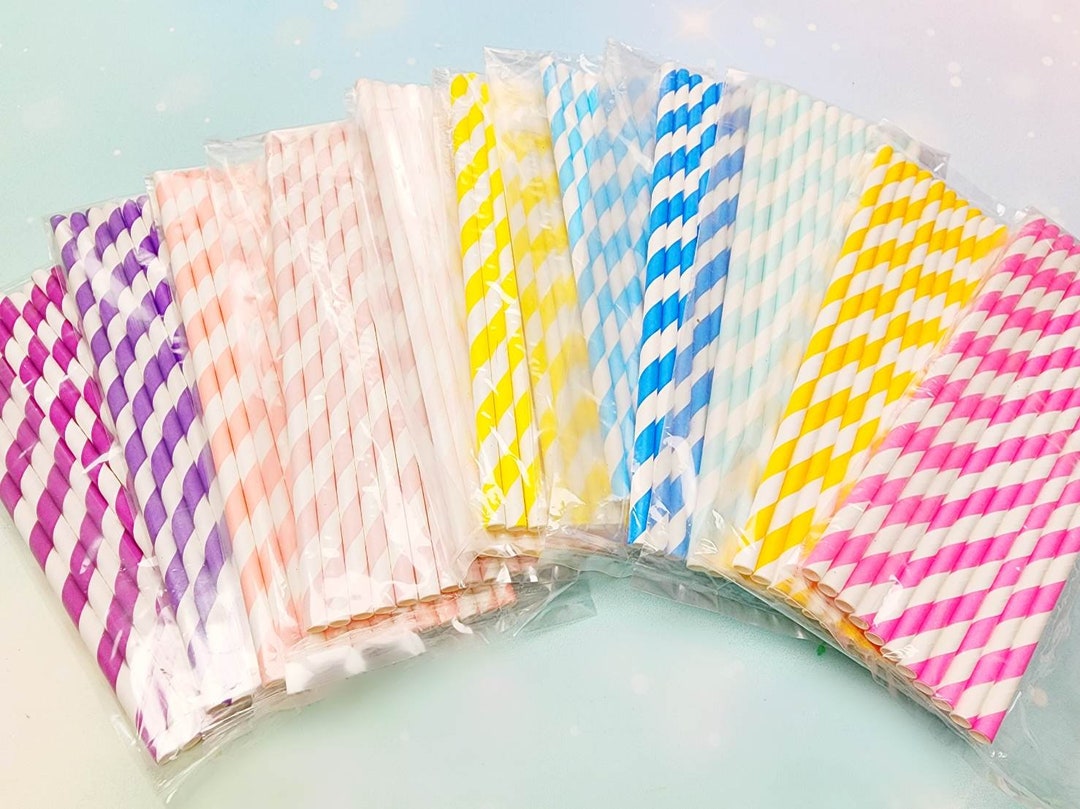 Pack of 12 Straws, Party Straws, Colorful Straws, Striped Straws ...