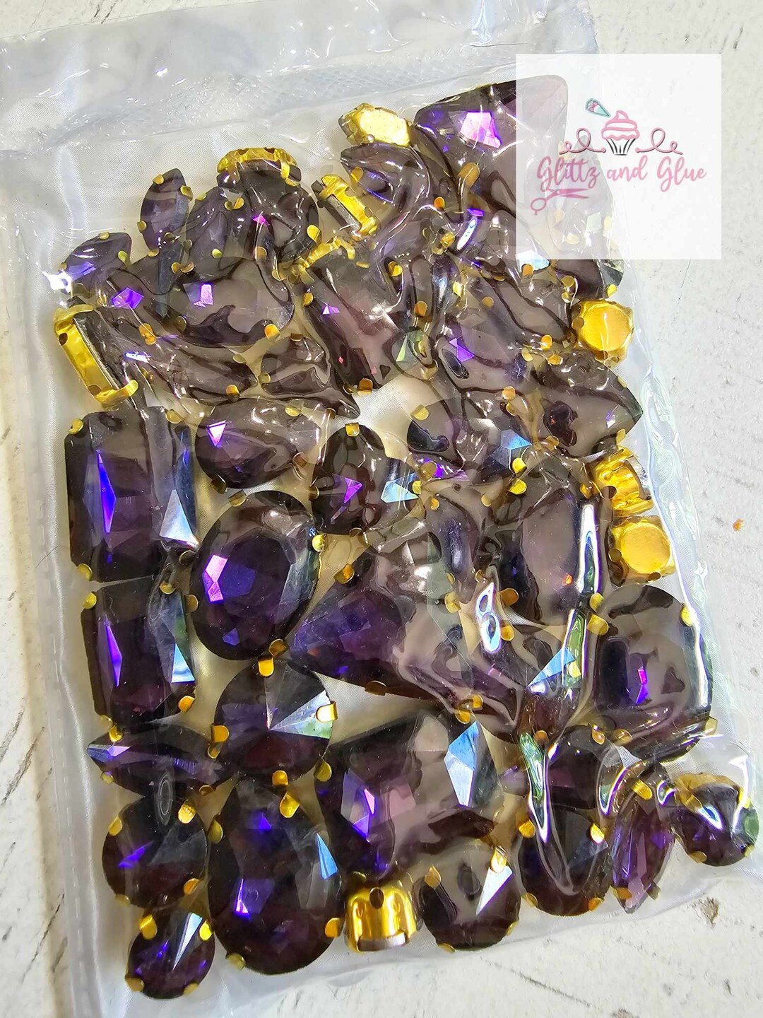 Dark Purple Jewels, 50pc Gold Claw Jewels, Craft Jewels, Sew on Jewels ...