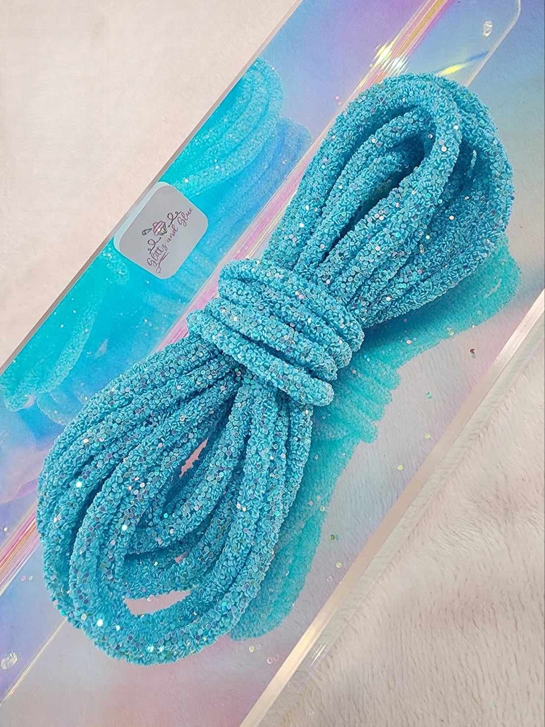 Sky Blue Glittered Rope, Glittered Tube, Craft Supplies, Wedding ...