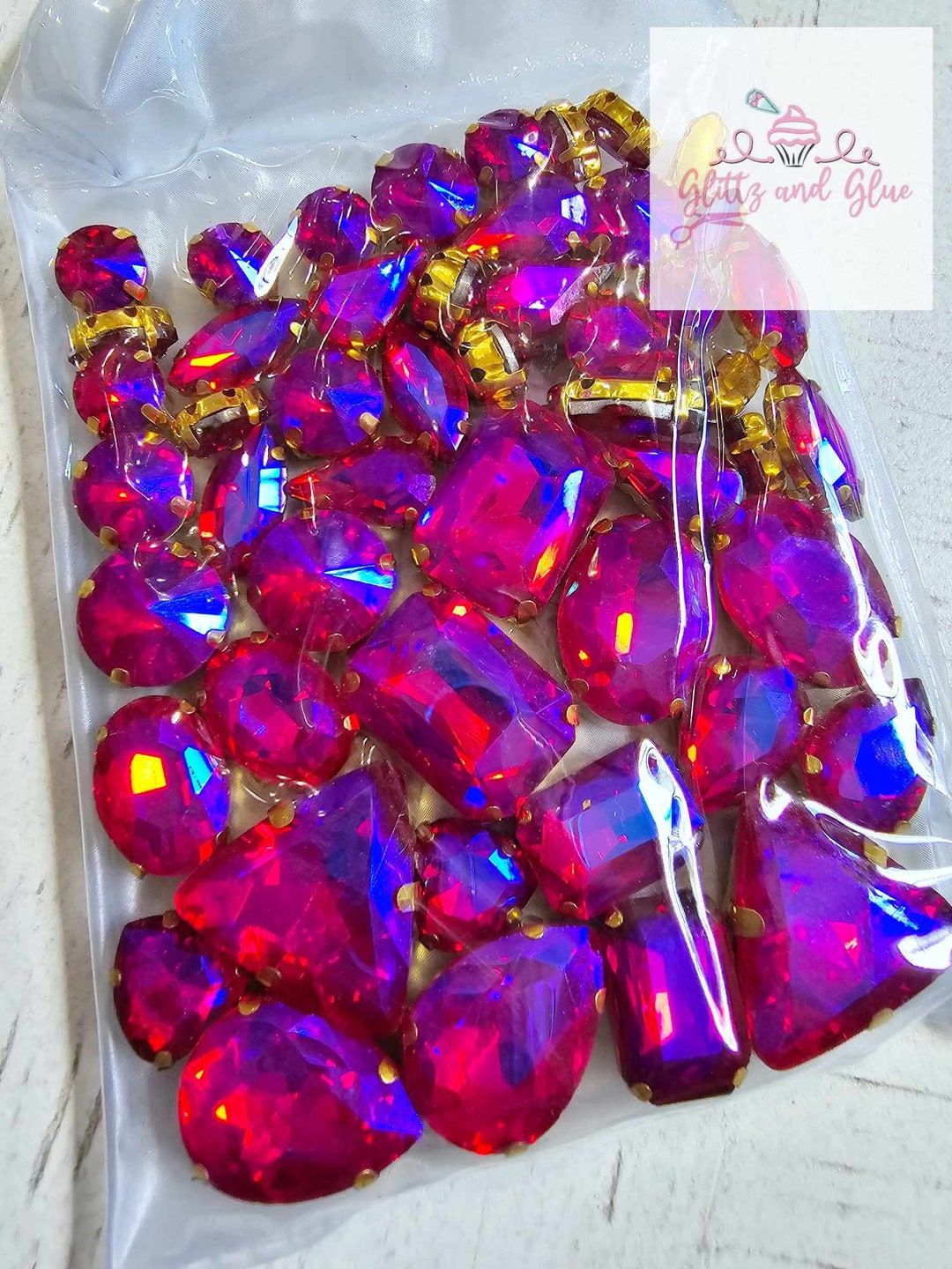 Metallic Purple Jewels, 50pc Gold Claw Jewel, Craft Jewels, Sew on ...