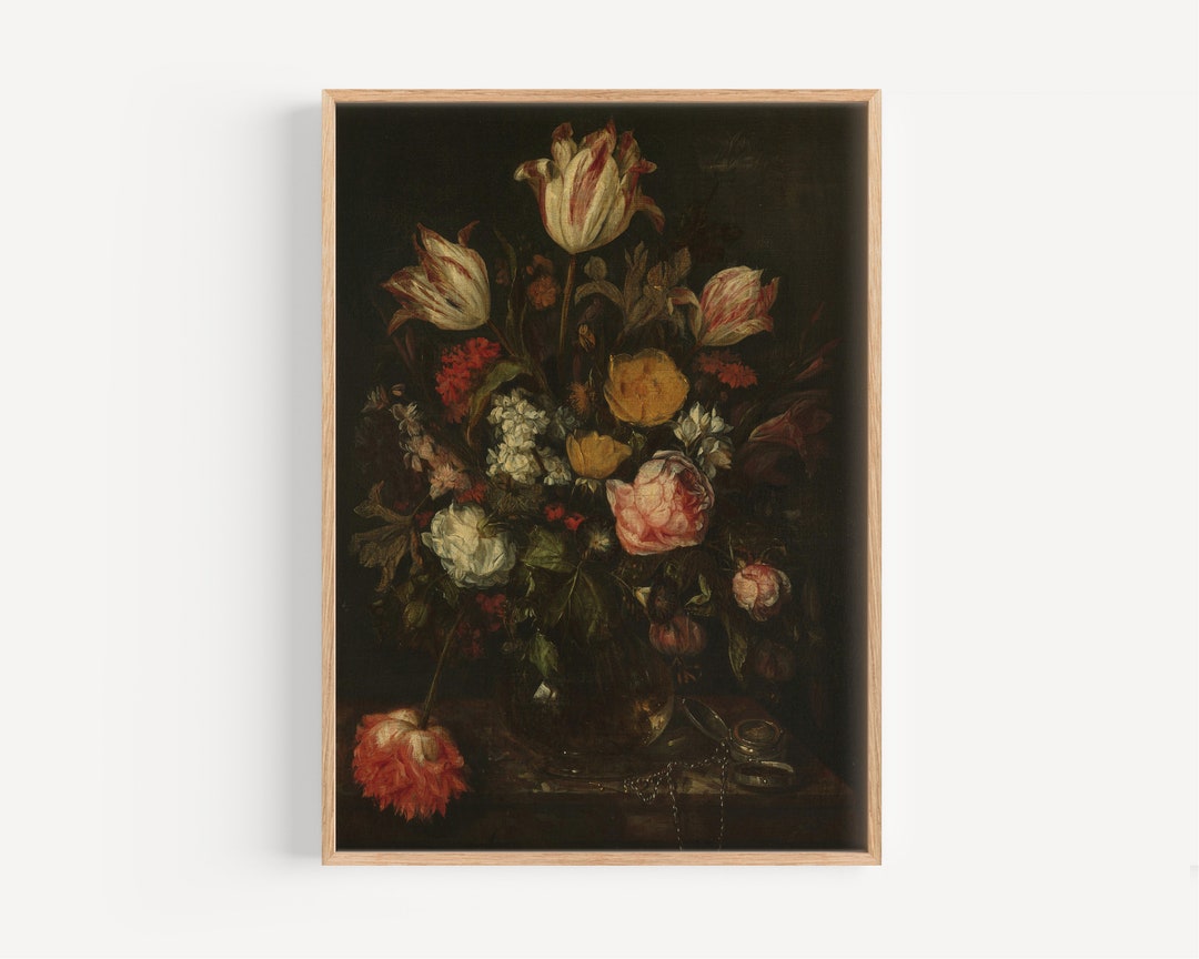 Vintage Still Life With Flowers, 1600s Dutch Oil Painting, Antique Oil ...
